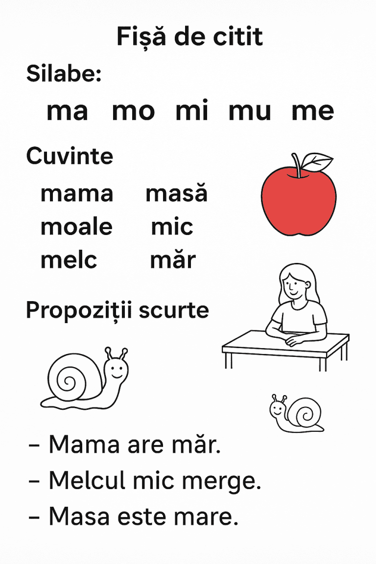 Texte de citit pentru clasa pregătitoare: Resurse și exemple pentru ...